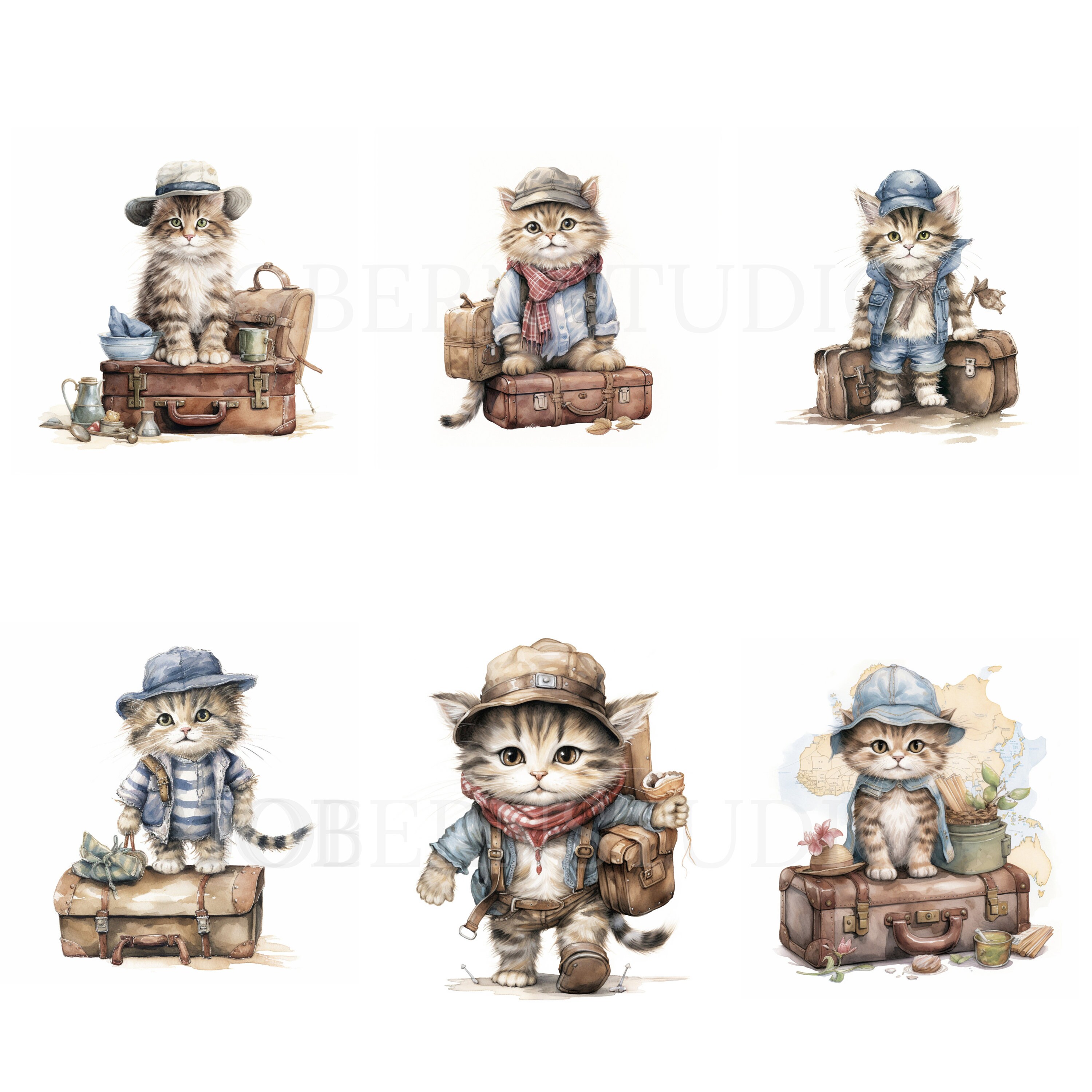 Crazy Cat Clipart PNG Bundle 15 High Quality Jpg,funny Travel Cats ...