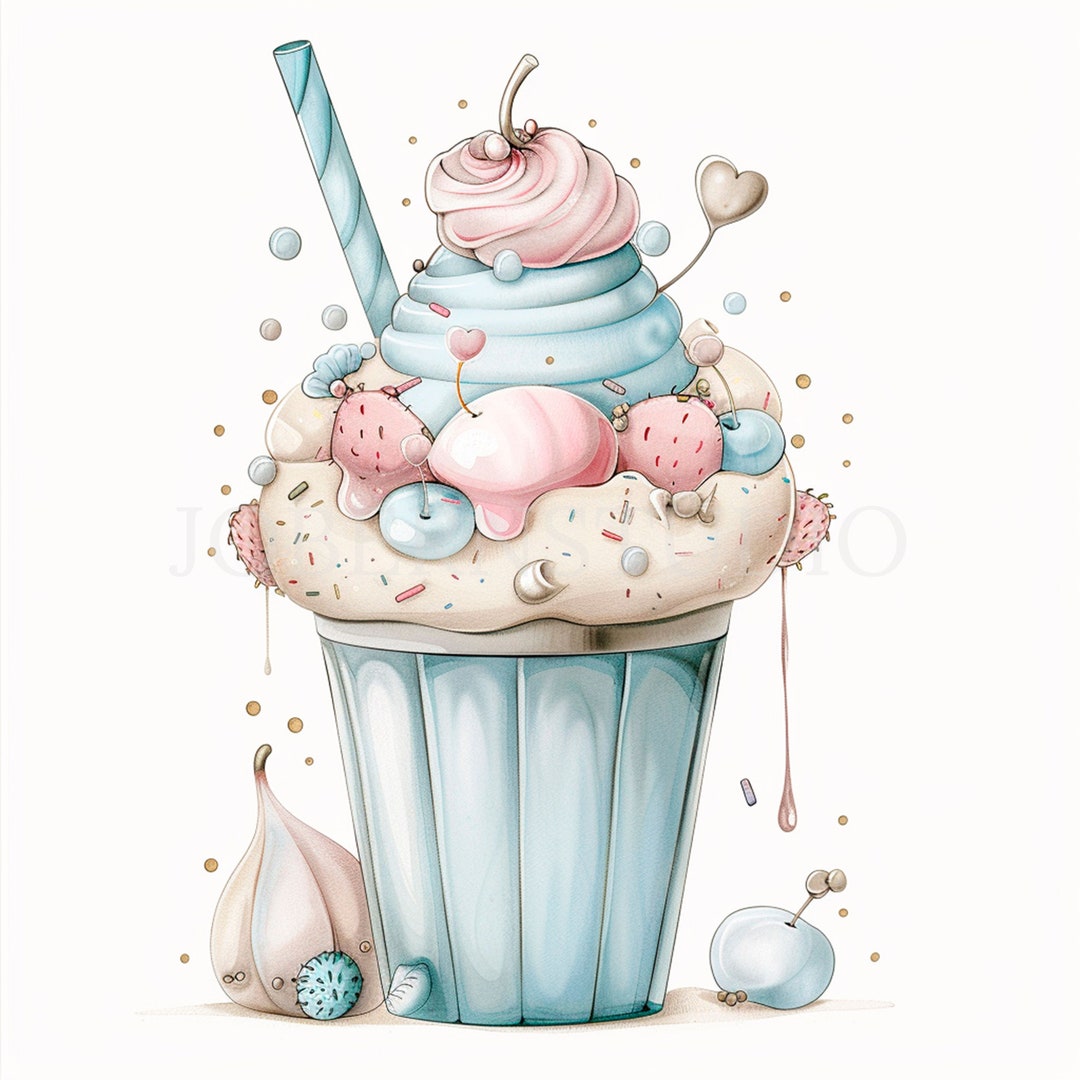 Milkshake Pastel Clipart,bundle 10 High Quality Png,watercolor Sweet ...
