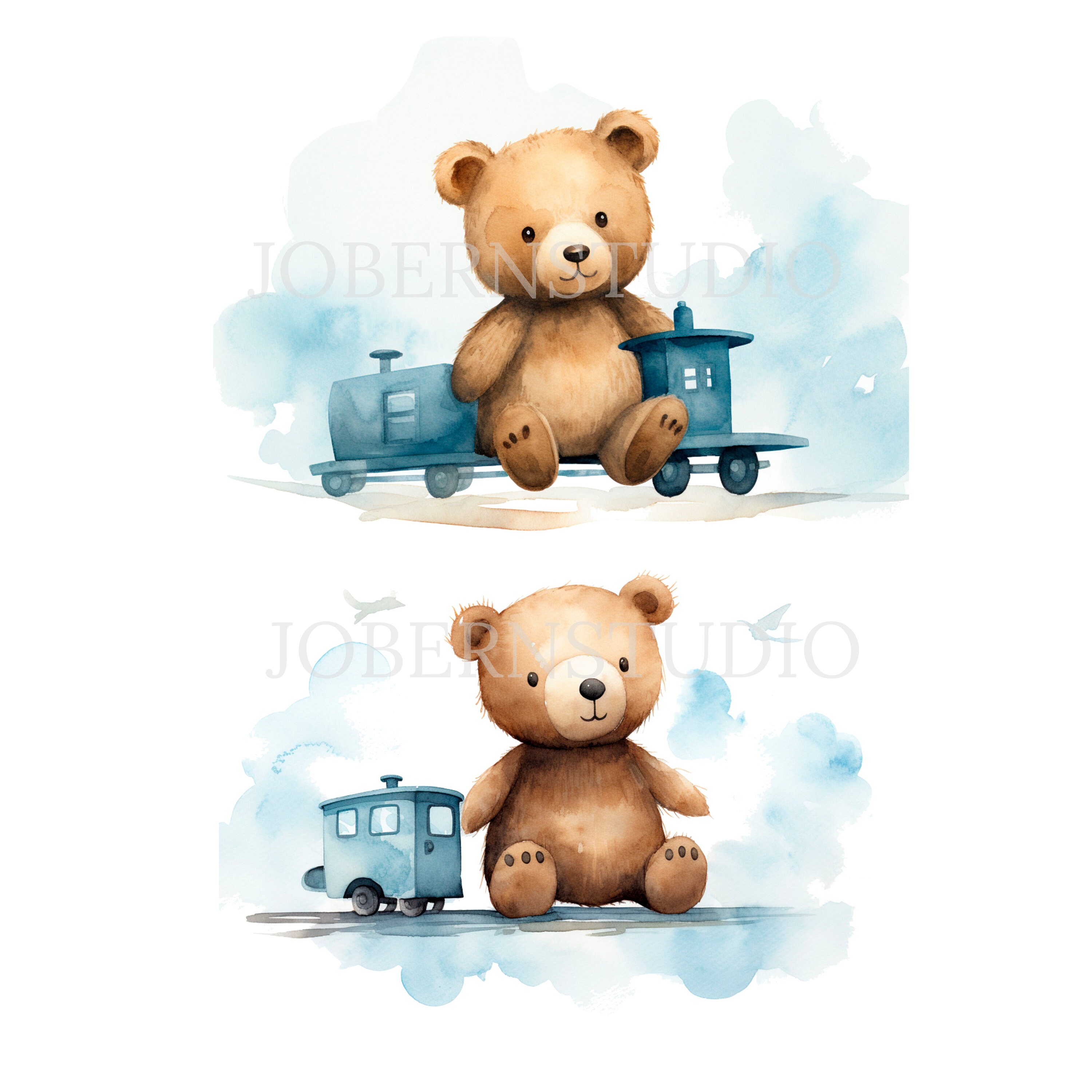 Teddy Bear Travel Watercolor Clipart PNG15 High Quality - Etsy