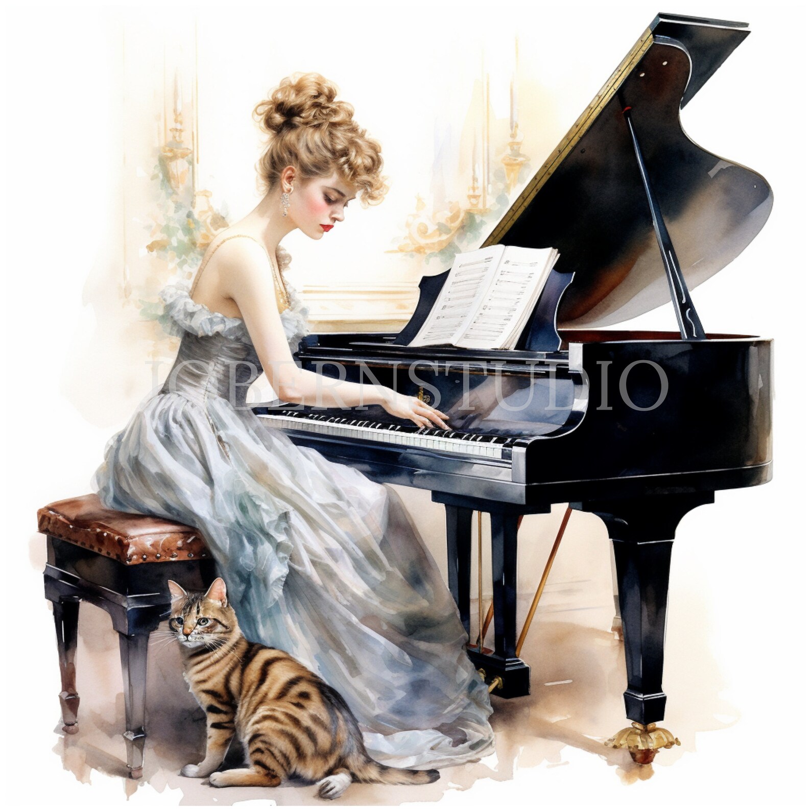 Victorian Woman Play Piano Clipart Png,bundle 15 High Quality Jpg ...