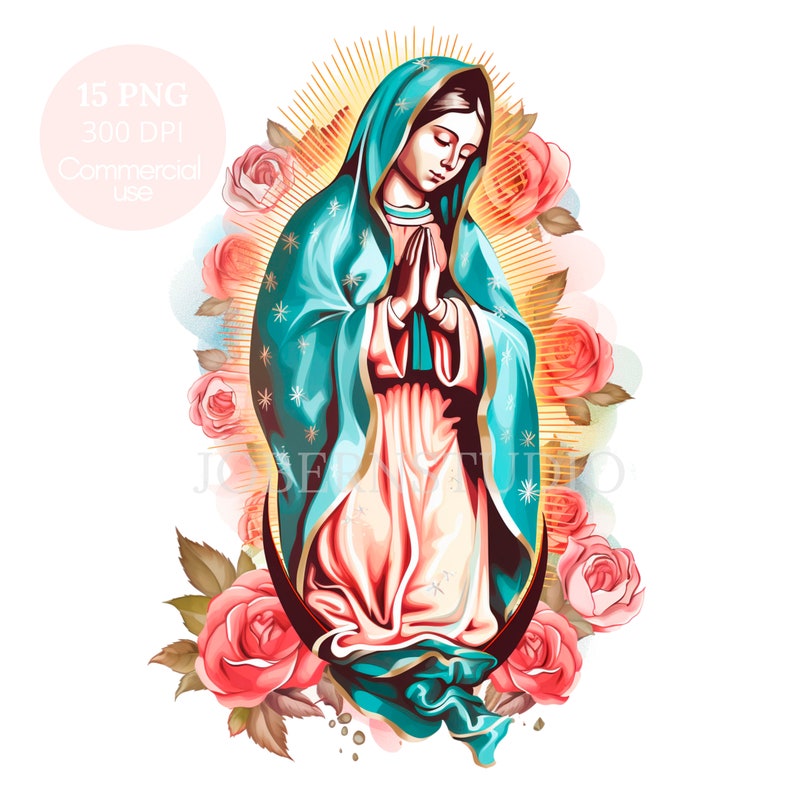Our Lady of Guadalupe, Watercolor Clipart PNG,15 High Quality Jpgs ...