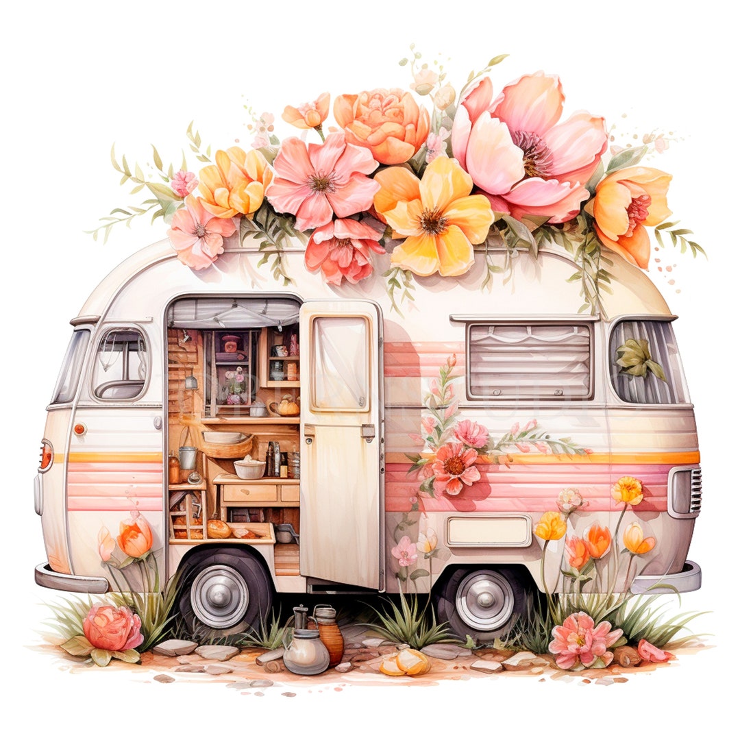 Flower Camper Clipart Png,bundle 10 High Quality,watercolor Spring ...