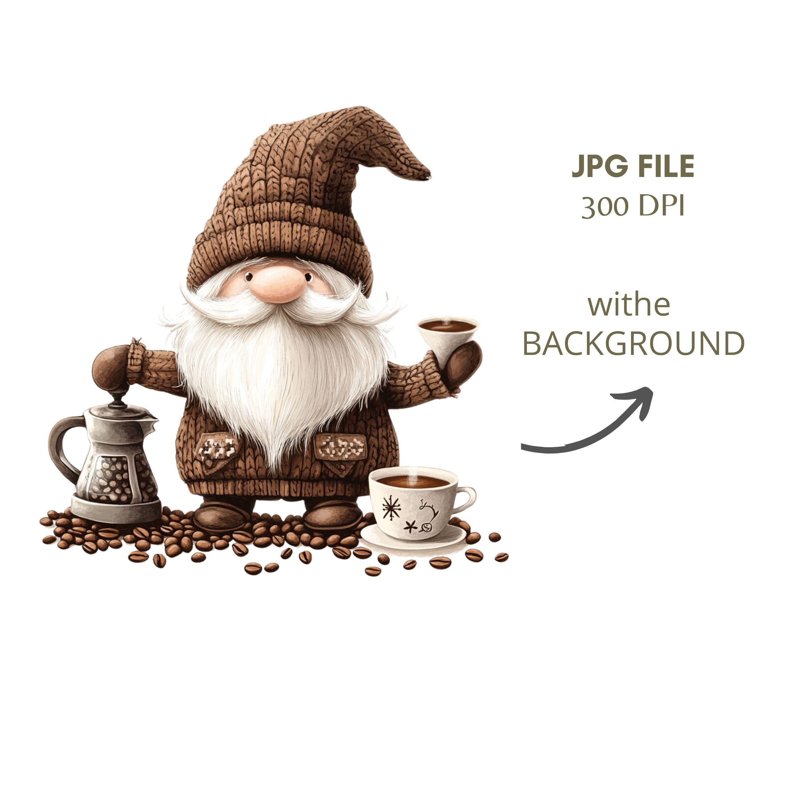 Coffee Gnome Clipart Bundle 10 High Quality PNG, Gnomes and Coffee ...