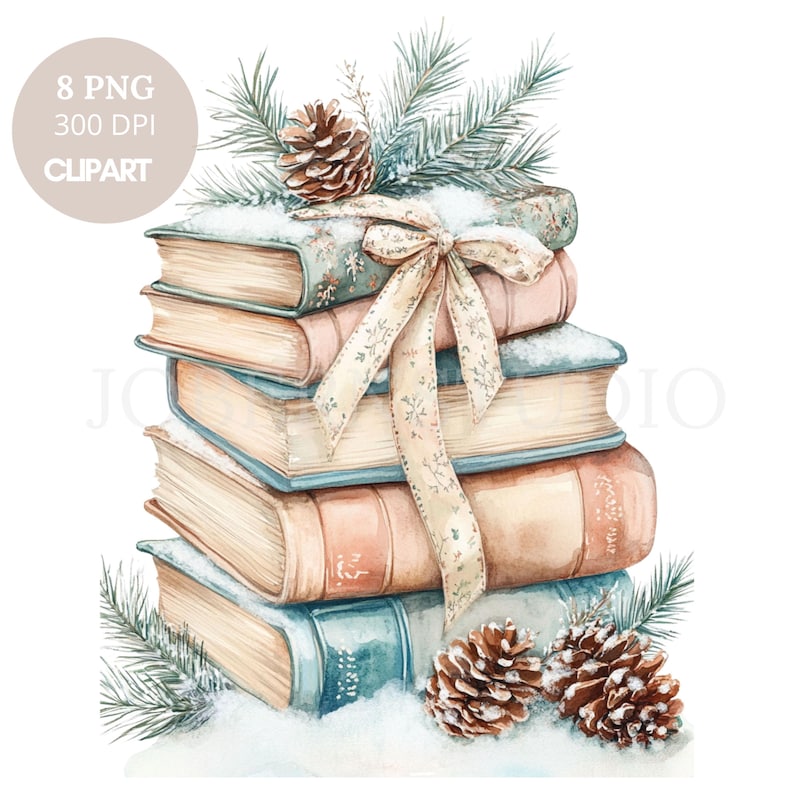Cozy Winter Books Clipart PNG | Bundle 8 High Quality | Watercolor ...
