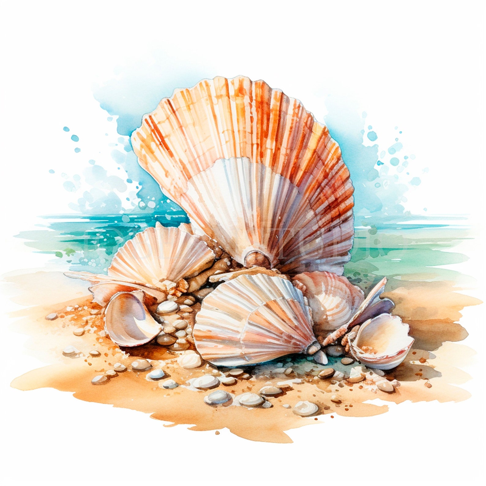 Sea Shell Clipart Png,bundle 10 High Quality Jpg,watercolor Shells ...