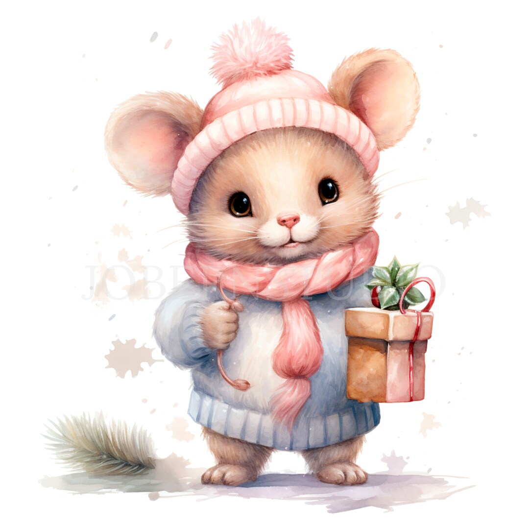 Winter Mouse Clipart Png,bundle 15 High Quality Jpg,digital Download ...