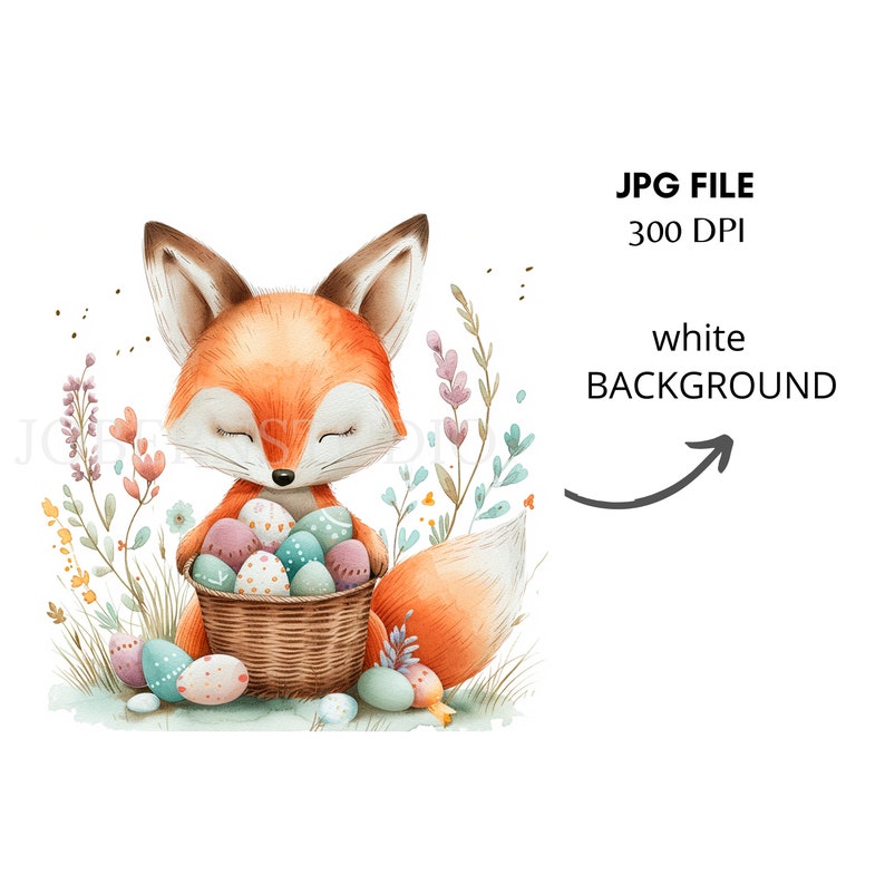Easter Fox Clipart PNG Bundle 13 High Quality JPG, Easter Egg ...