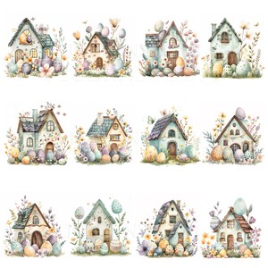 Easter House Clipart PNG Bundle 12 High Quality,watercolor Egg ...