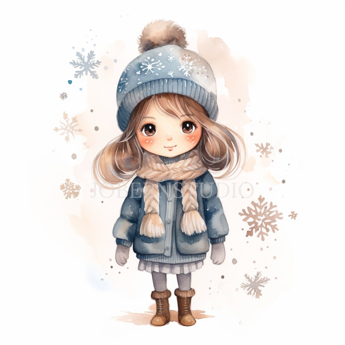 Winter Girl Watercolor Clipart PNG 15 High Quality - Etsy