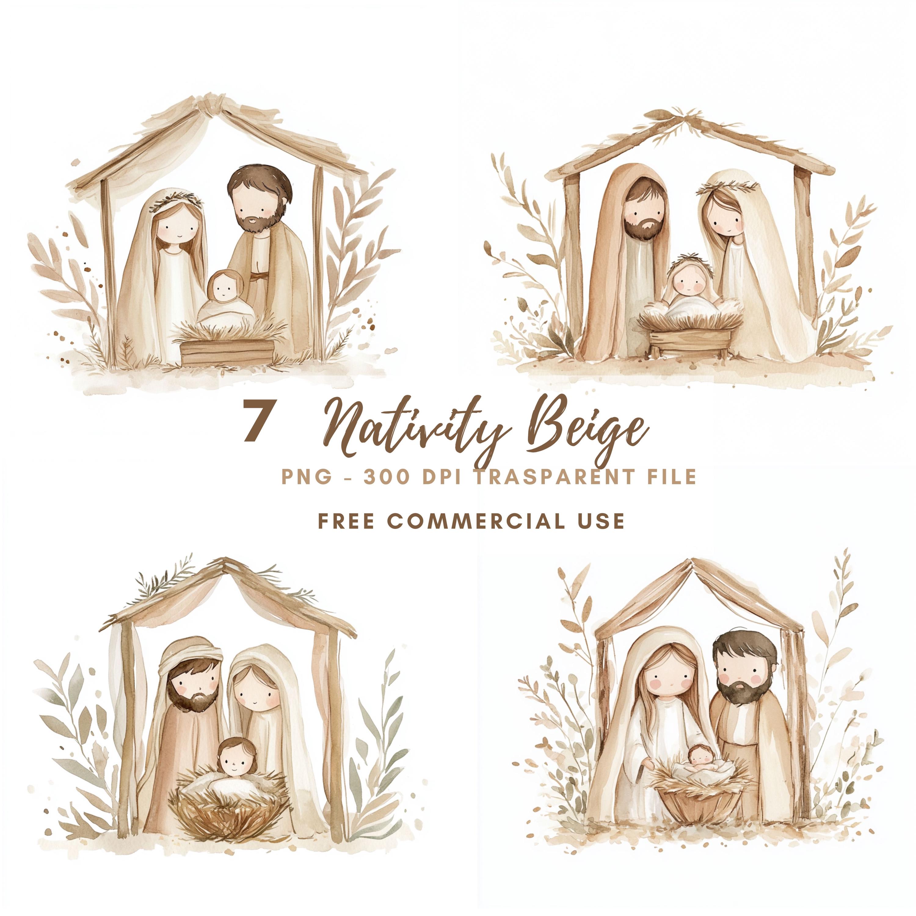 Nativity Clipart Bundle 7 High Quality Png,watercolor Nativity Sacred ...