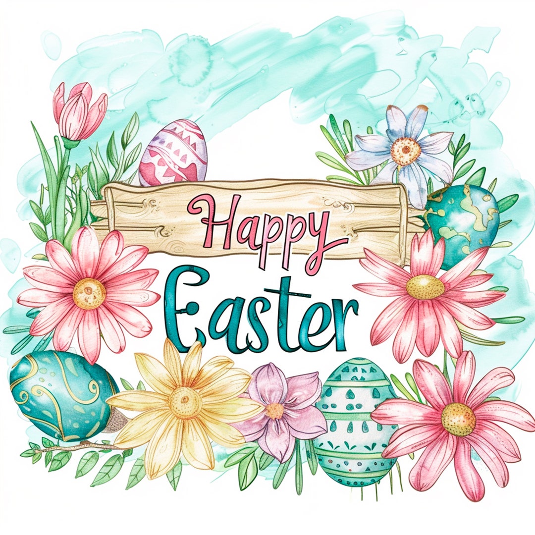 Easter Word Clipart PNG Bundle 15 High Quality,pastel Easter Watercolor ...