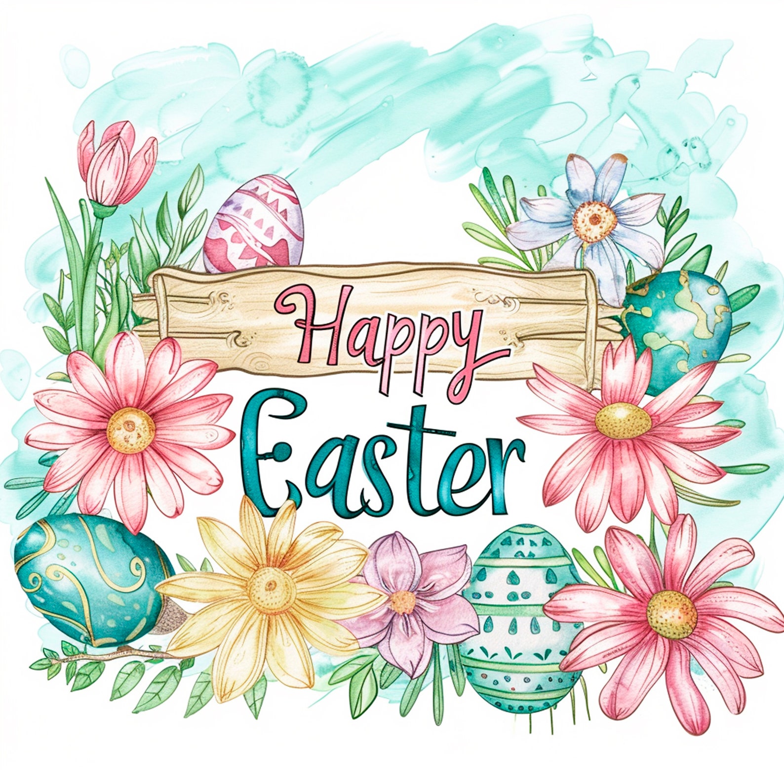 Easter Word Clipart PNG Bundle 15 High Quality,pastel Easter Watercolor ...