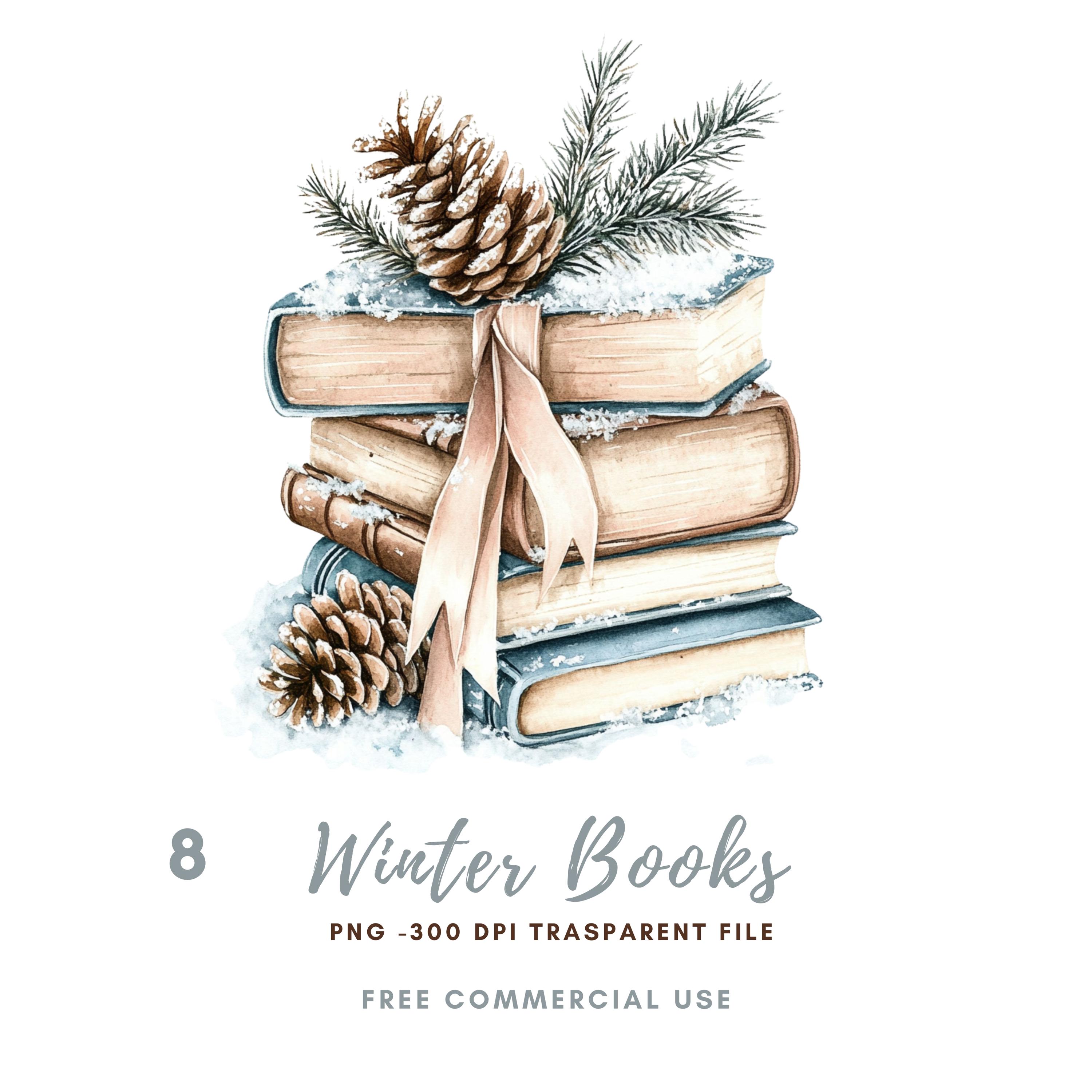 Cozy Winter Books Clipart PNG | Bundle 8 High Quality | Watercolor ...
