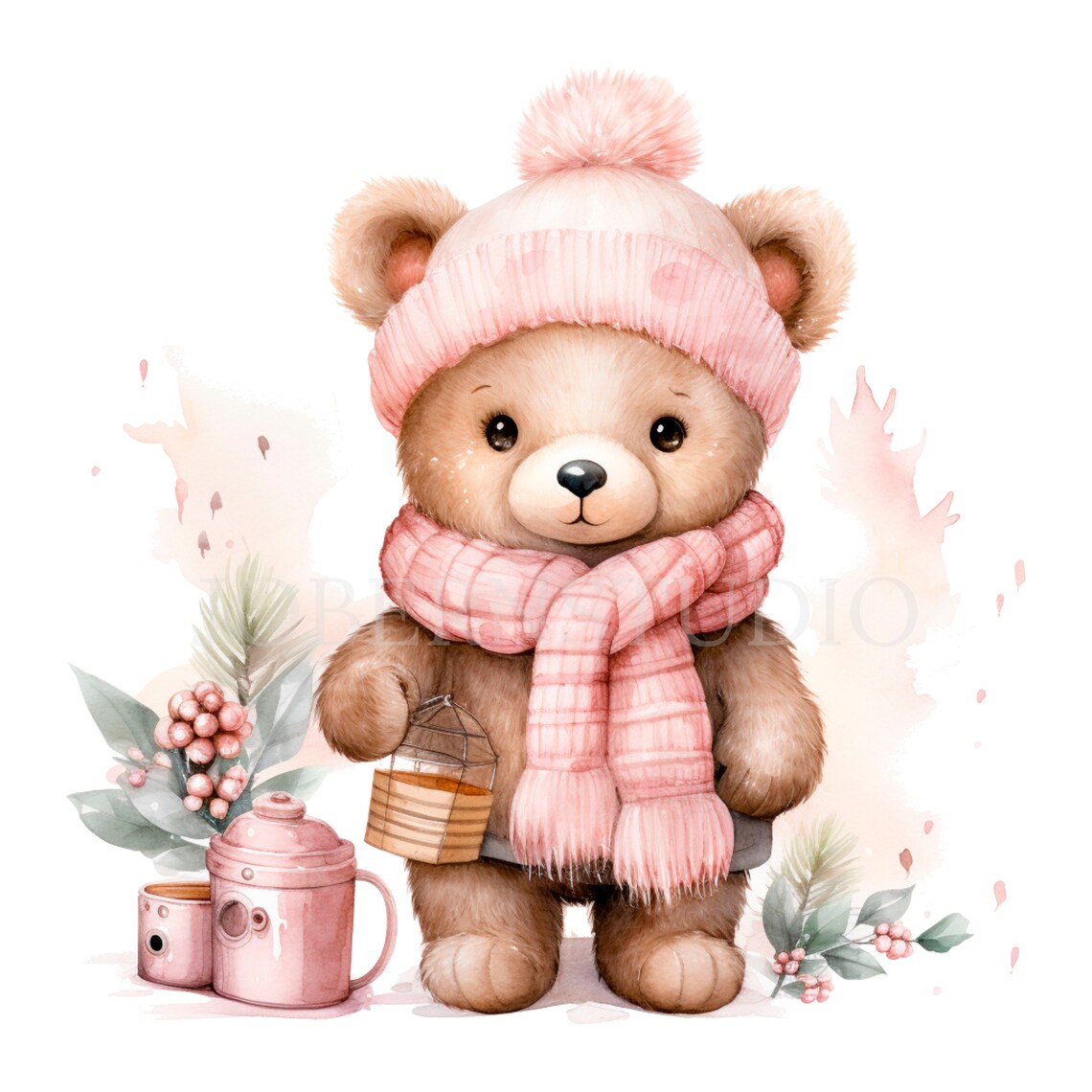 Winter Teddy Bear Clipart Pngbundle 15 High Quality - Etsy
