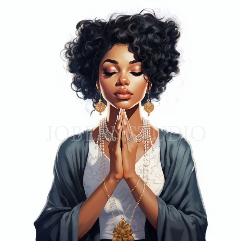 Black Woman Praying Clipart Png,bundle 10 High Quality Jpg,digital Download,card Making,digital ...