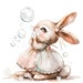 Cute Bunny Clipart PNG Bundle 15 High Quality,watercolor Bunny Bubbles ...