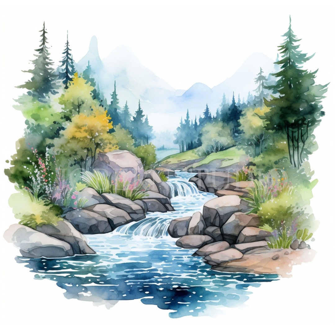 Mountain Landscape Clipart Png,bundle 14 High Quality,watercolor ...