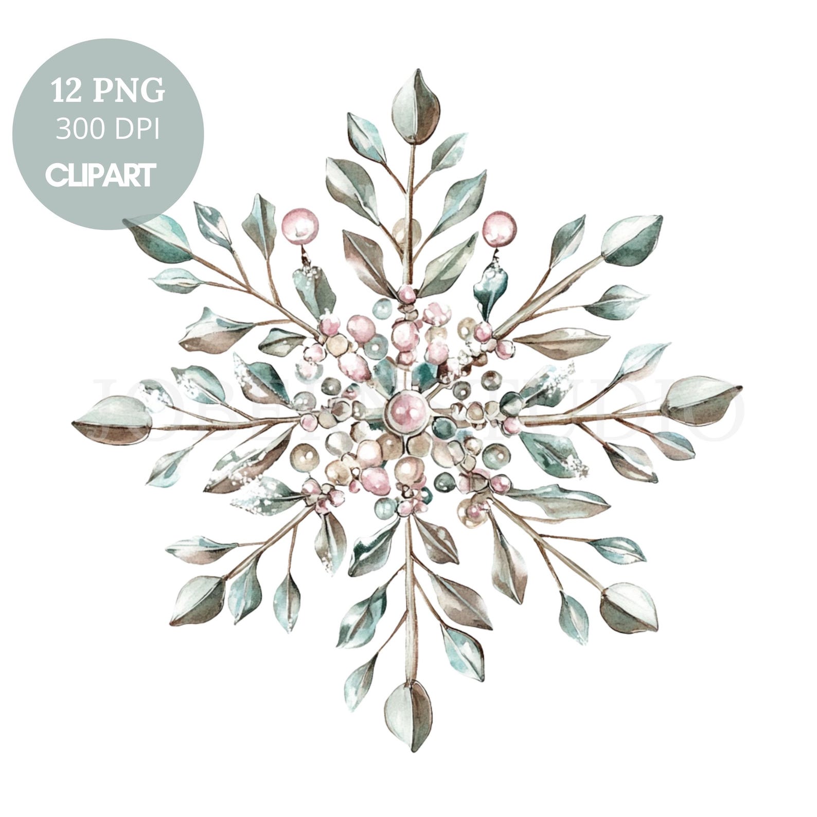 Watercolor Christmas Snow Star Clipart Png,bundle 12 High Quality ...