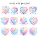 Cute Heart Clipart Bundle 12 High Quality PNG, Watercolor Heart Pastel ...
