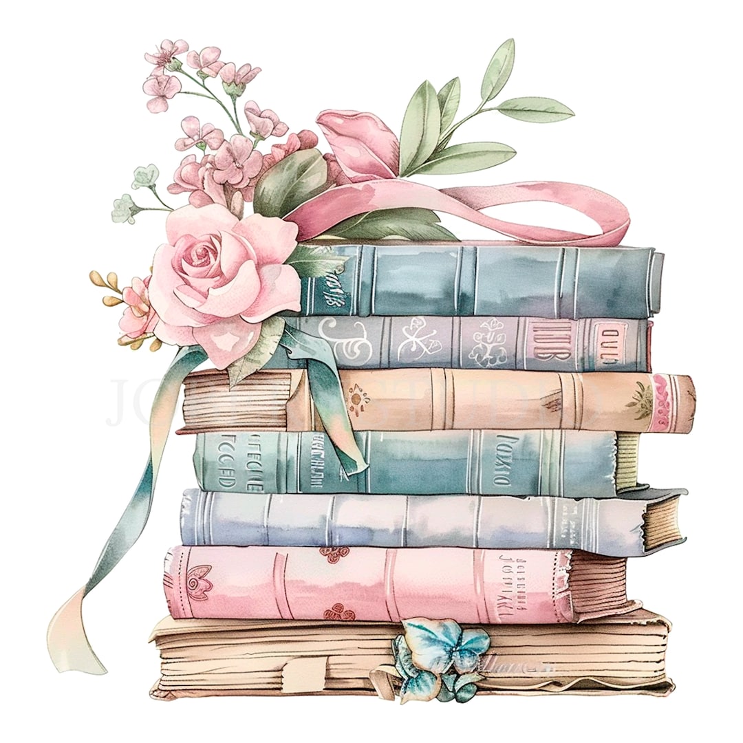 Floral Book Clipart Bundle 12 High Quality Png,nook Reading, Home Decor ...