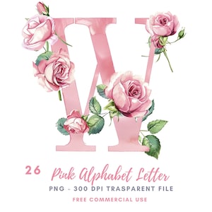 Pink Alphabet Letter Clipart Bundle 26 High Quality PNG, Watercolor ...