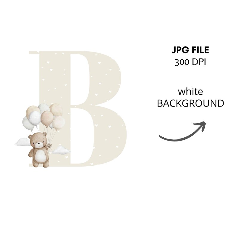 Nursery Beige Alphabet Letter Clipart Bundle 26 High Quality PNG ...