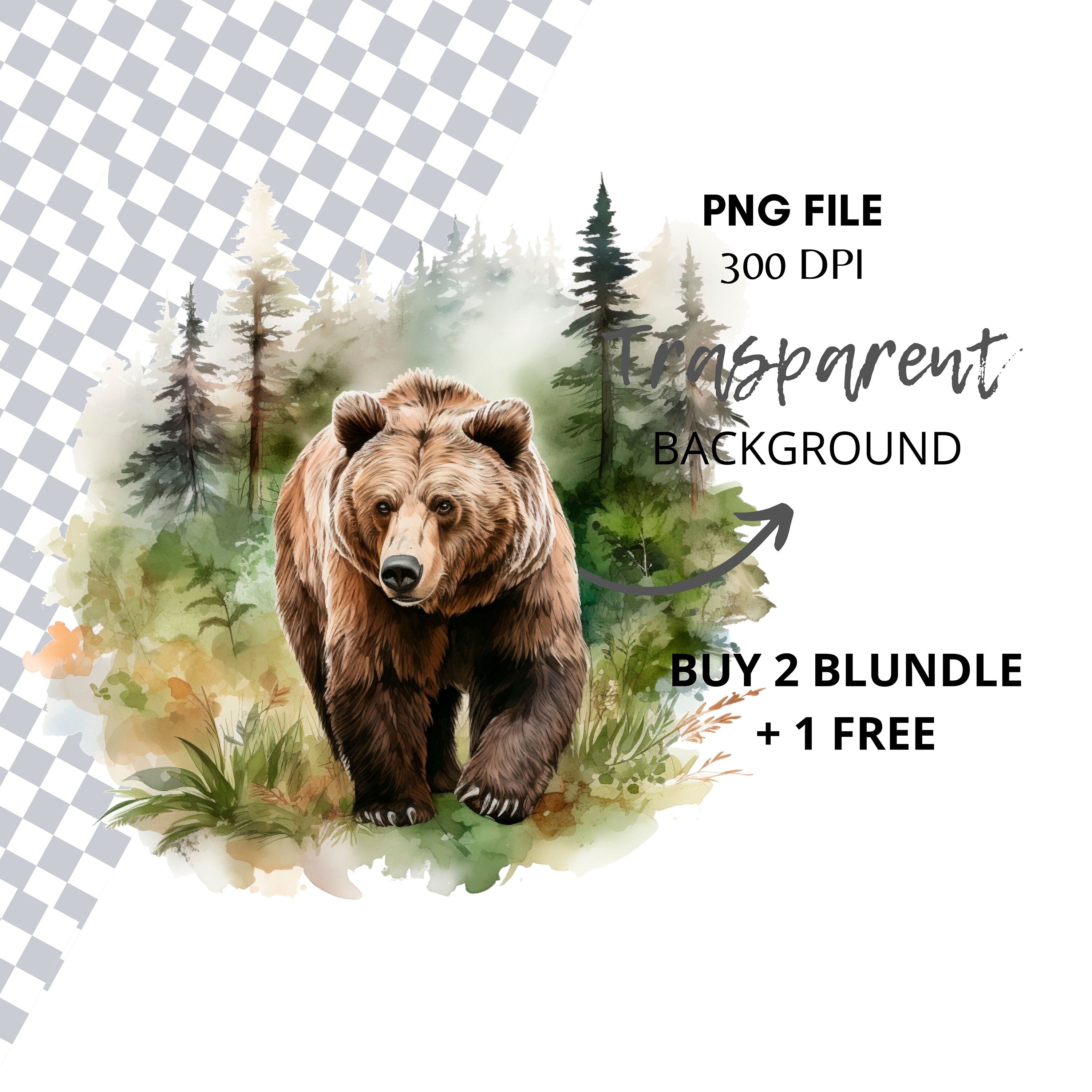 Brown Bear Forest Clipart Png,bundle 15 High Quality Jpg,digital ...