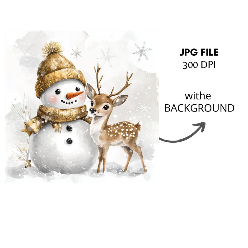 Watercolor Christmas Snowman Clipart Png,bundle 10 High Quality ,gold ...