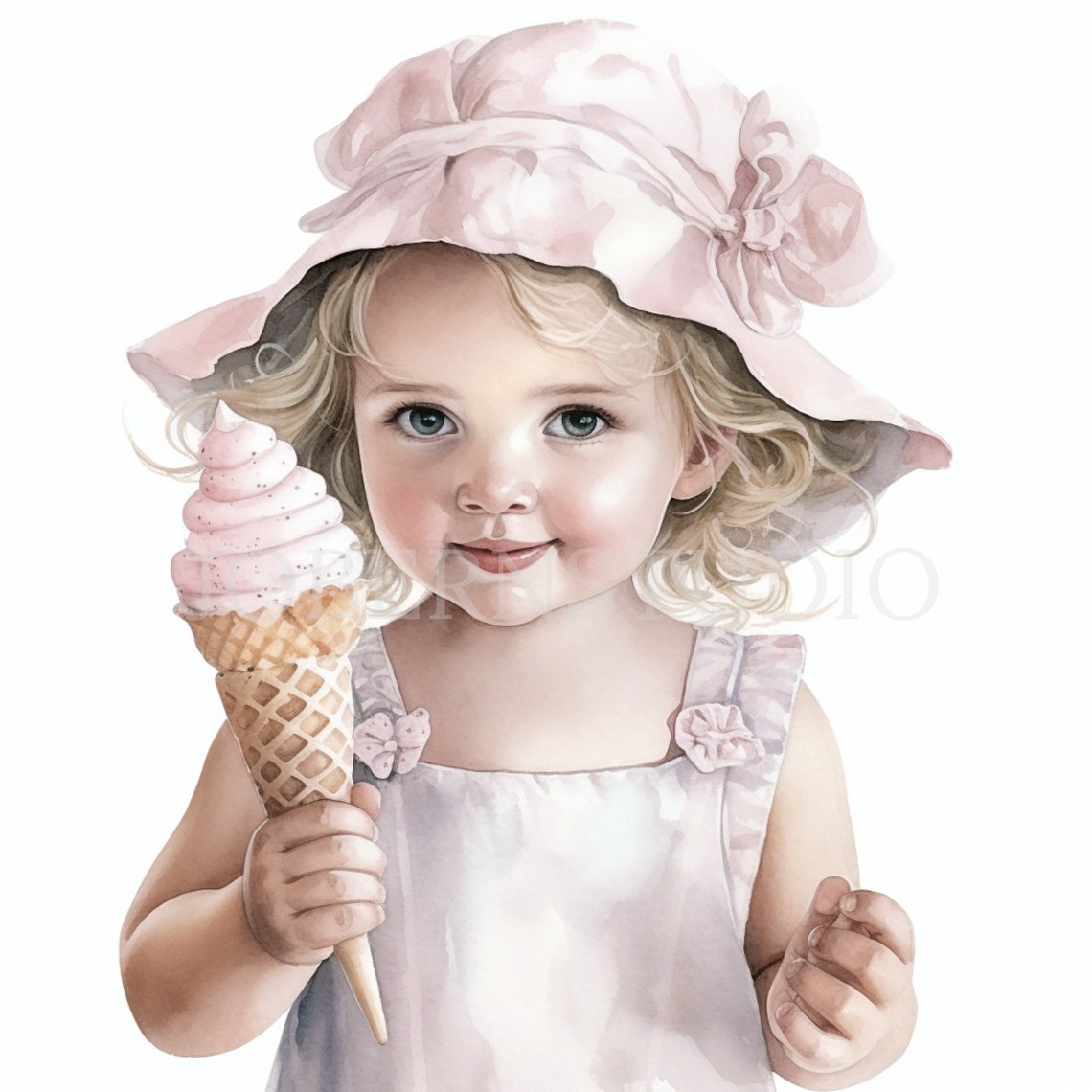 Watercolor Retro Baby Ice Cream Clipart Png,bundle 15 High Quality ...