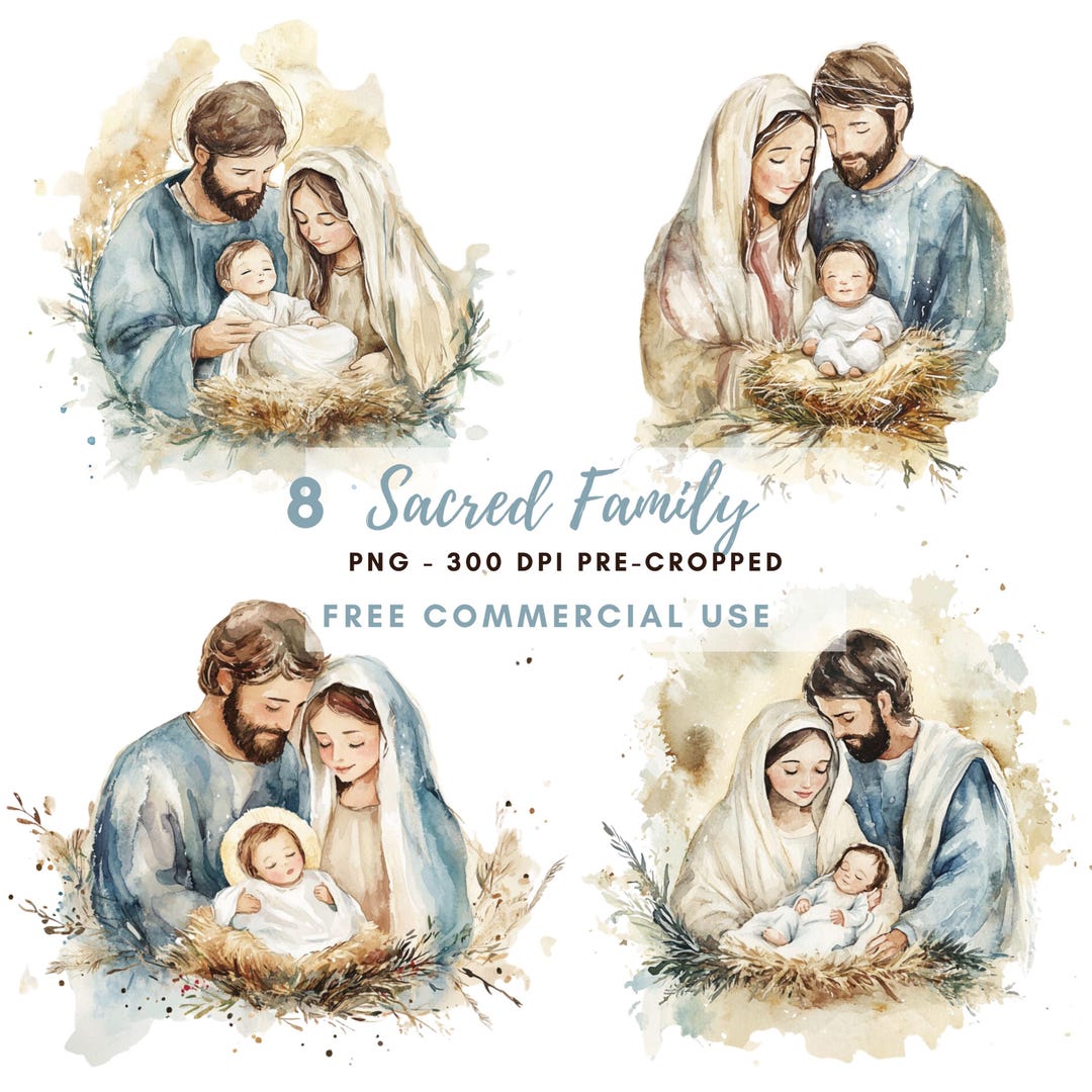 Nativity Clipart Bundle 8 High Quality Png,watercolor Nativity Sacred ...