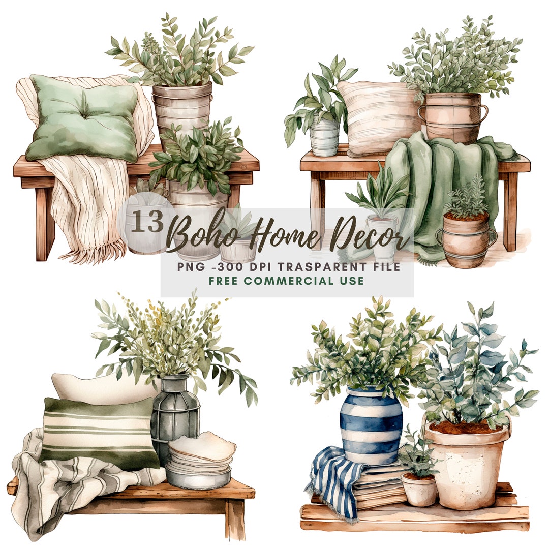 Home Decor Clipart Bundle 13 High Quality Png,watercolor Living Room ...