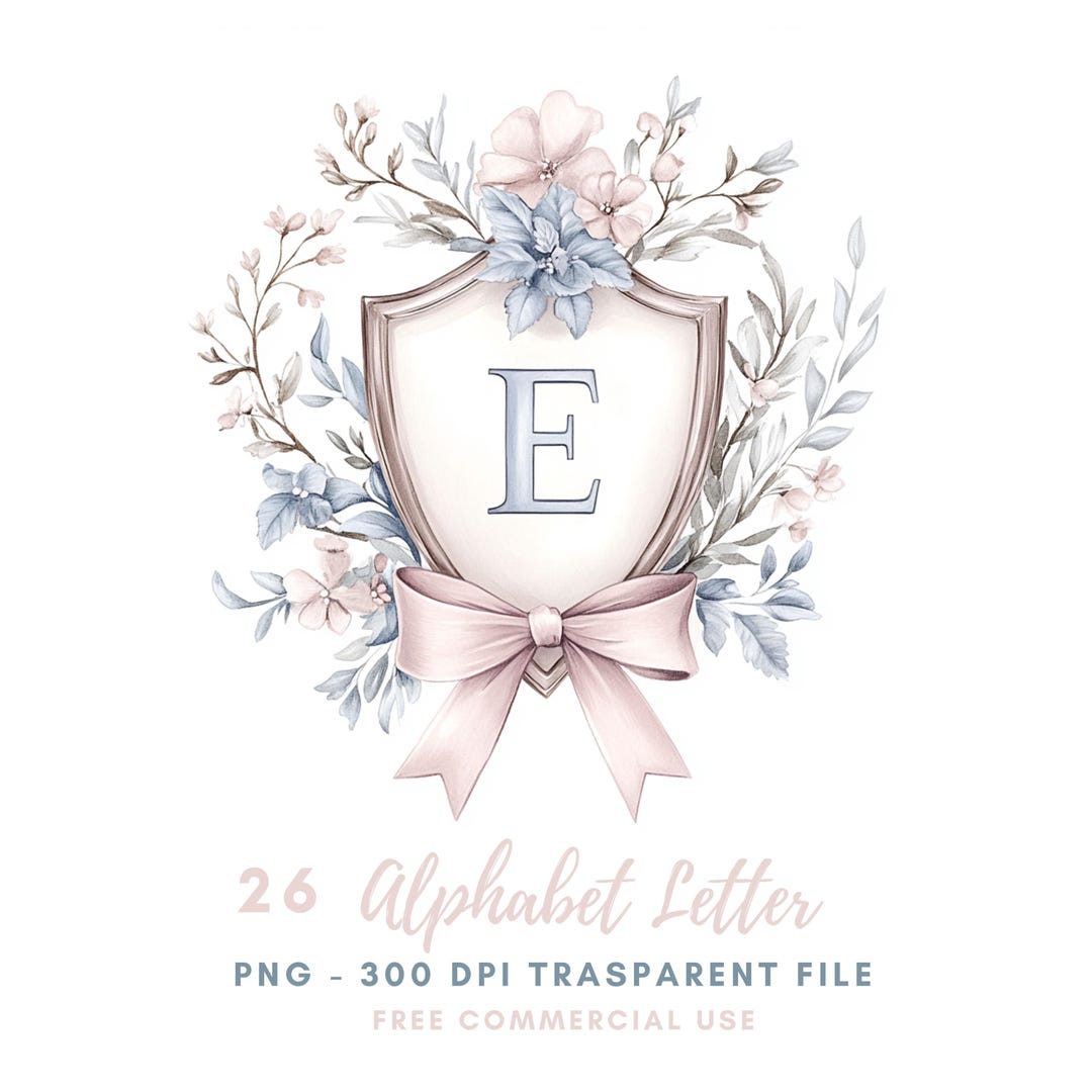 Floral Alphabet Letter Clipart Bundle 26 High Quality PNG, Watercolor ...