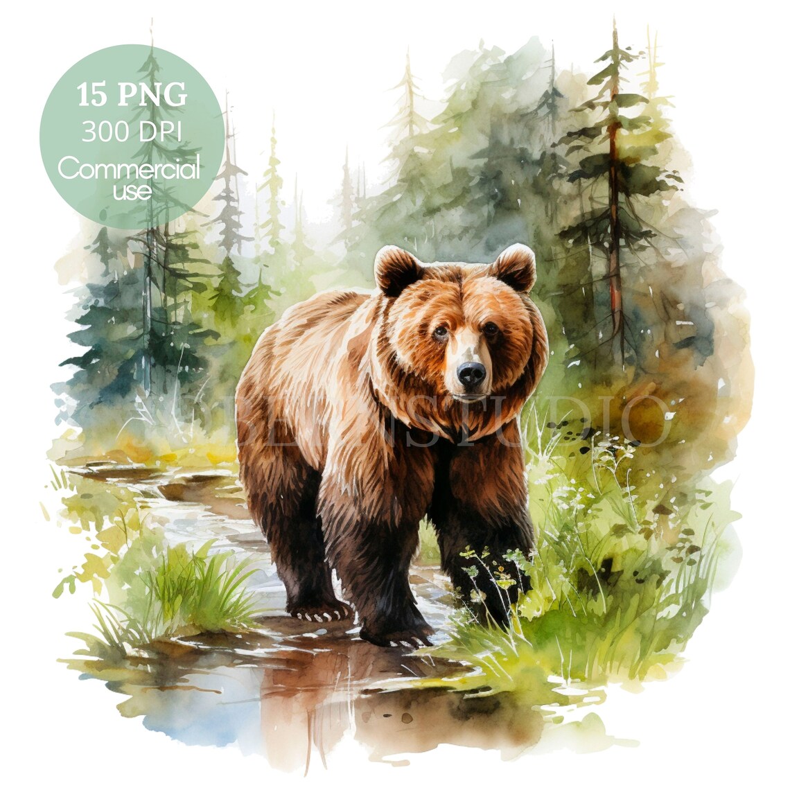 Brown Bear Forest Clipart Png,bundle 15 High Quality Jpg,digital ...