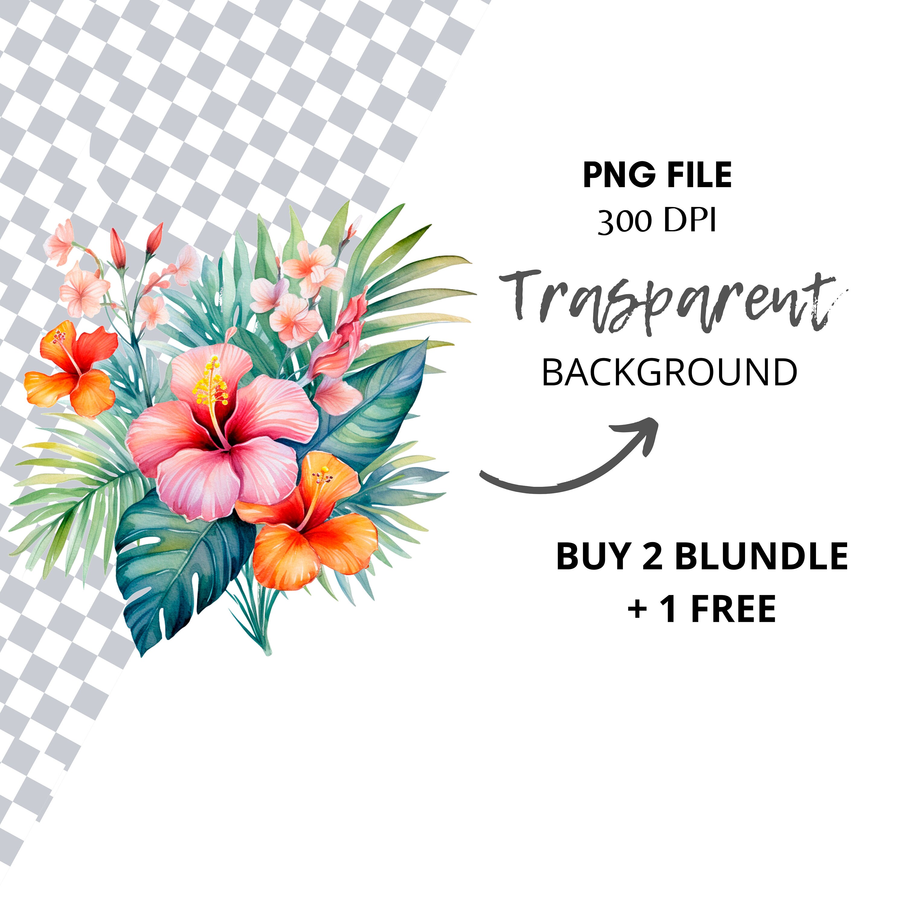 Tropical Garland Clipart Bundle 20 High Quality Png,watercolor Floral ...