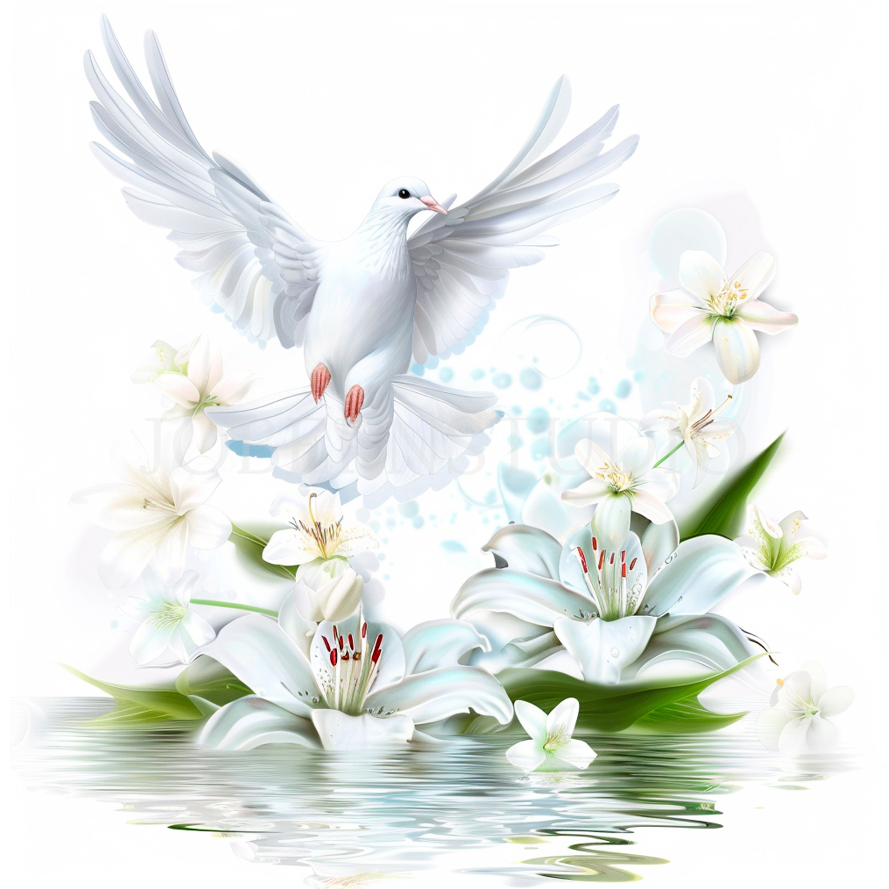 Dove and Lily Clipart Bundle 12 High Quality Png,watercolor Holy Spirit ...