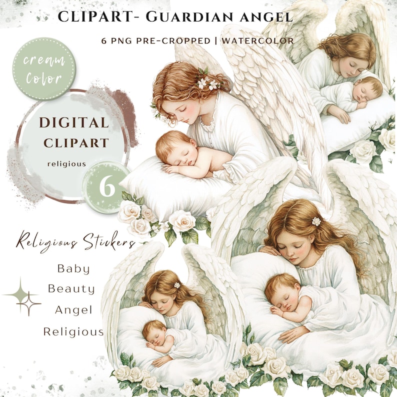 Guardian Angel Clipart PNG Bundle 6 High Quality Png,watercolor Cute ...