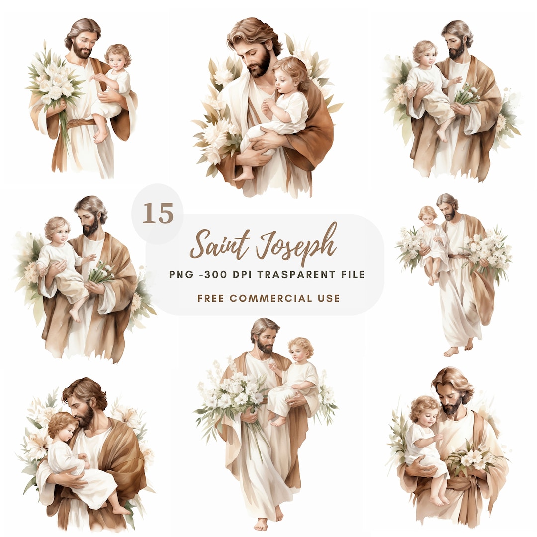 Saint Joseph Clipart Bundle 15 High Quality PNG, Saint Joseph With ...