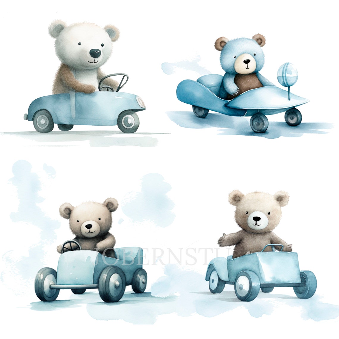 Teddy Bear Travel Watercolor Clipart PNG15 High Quality - Etsy