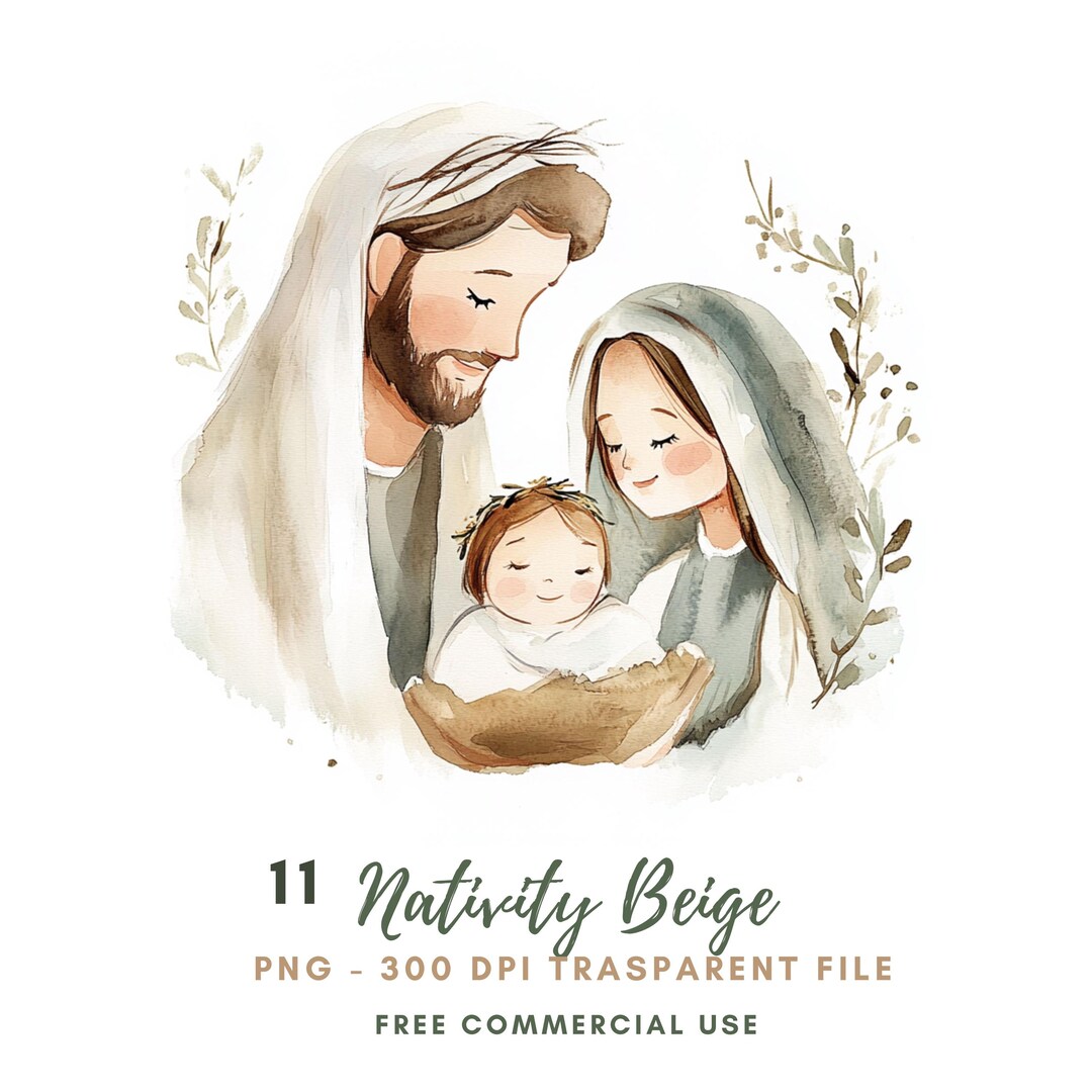 Nativity Clipart Bundle 11 High Quality Png,watercolor Nativity Sacred ...