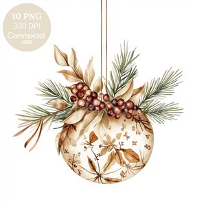 Christmas Ornament Clipart PNG Bundle 10, Watercolor Christmas ...