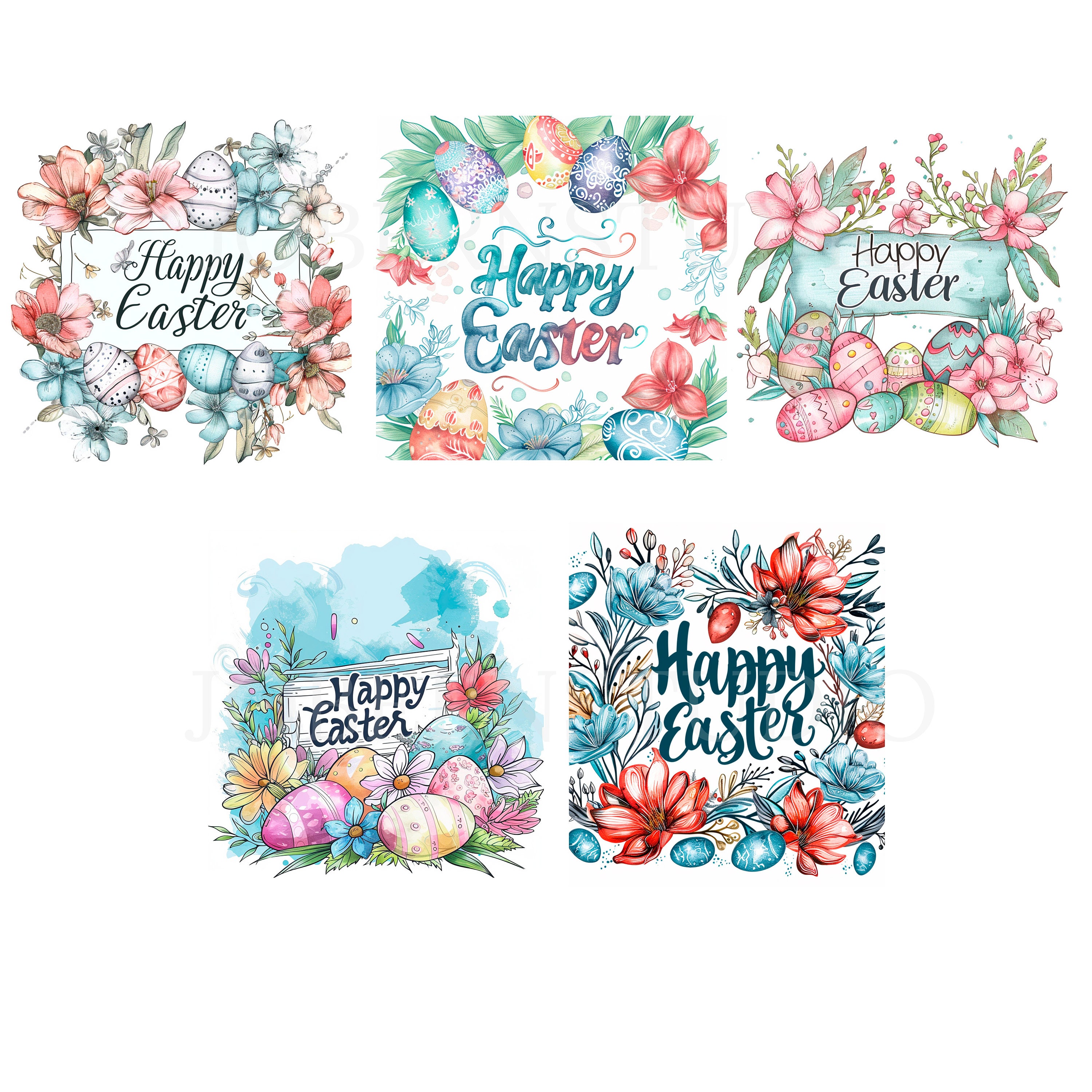 Easter Word Clipart PNG Bundle 15 High Quality,pastel Easter Watercolor ...