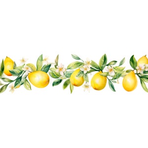 Lemon Garland Clipart Bundle 10 High Quality PNG, Watercolor Fruit ...