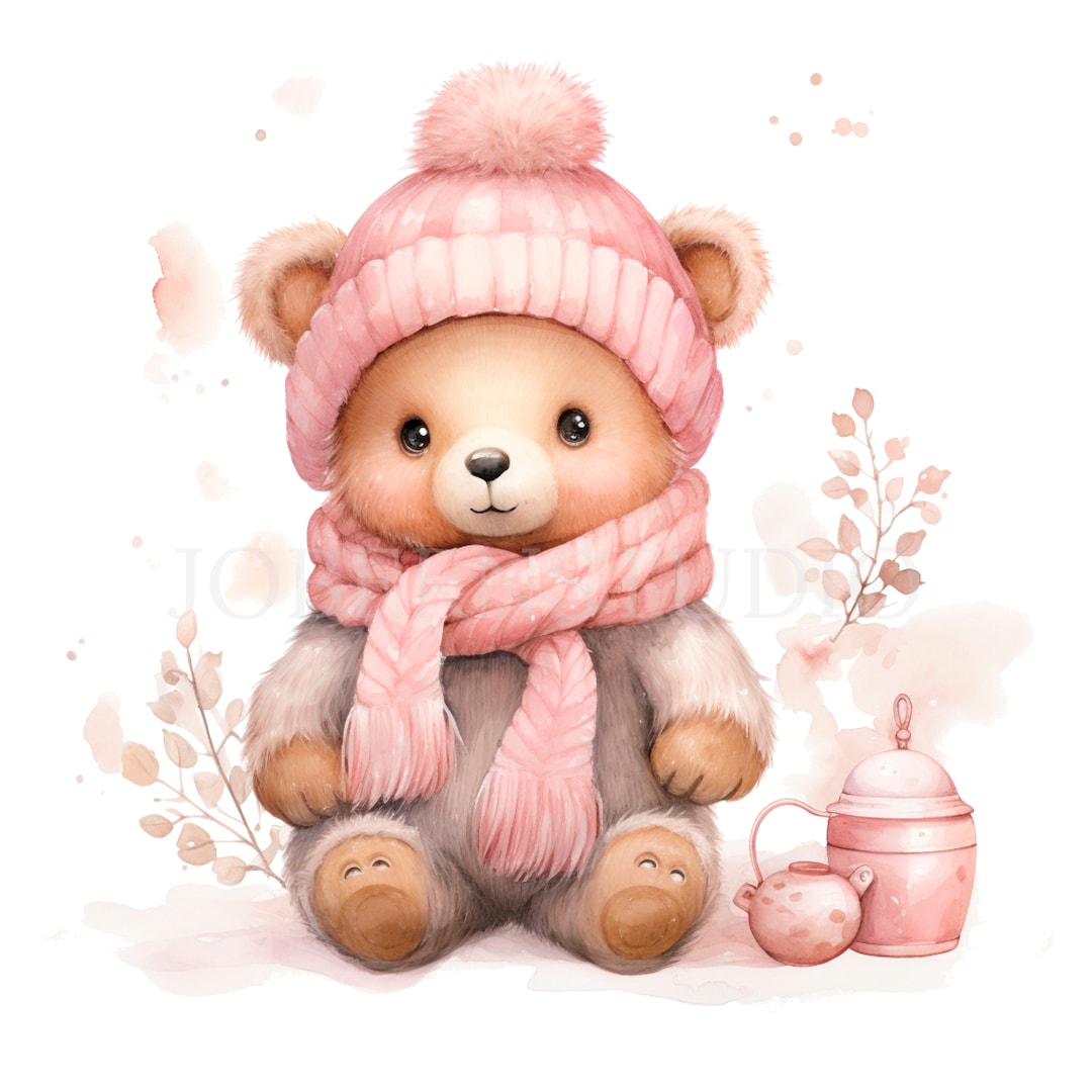 Winter Teddy Bear Clipart Png,bundle 15 High Quality Jpg,digital Download,card Making,mixed ...