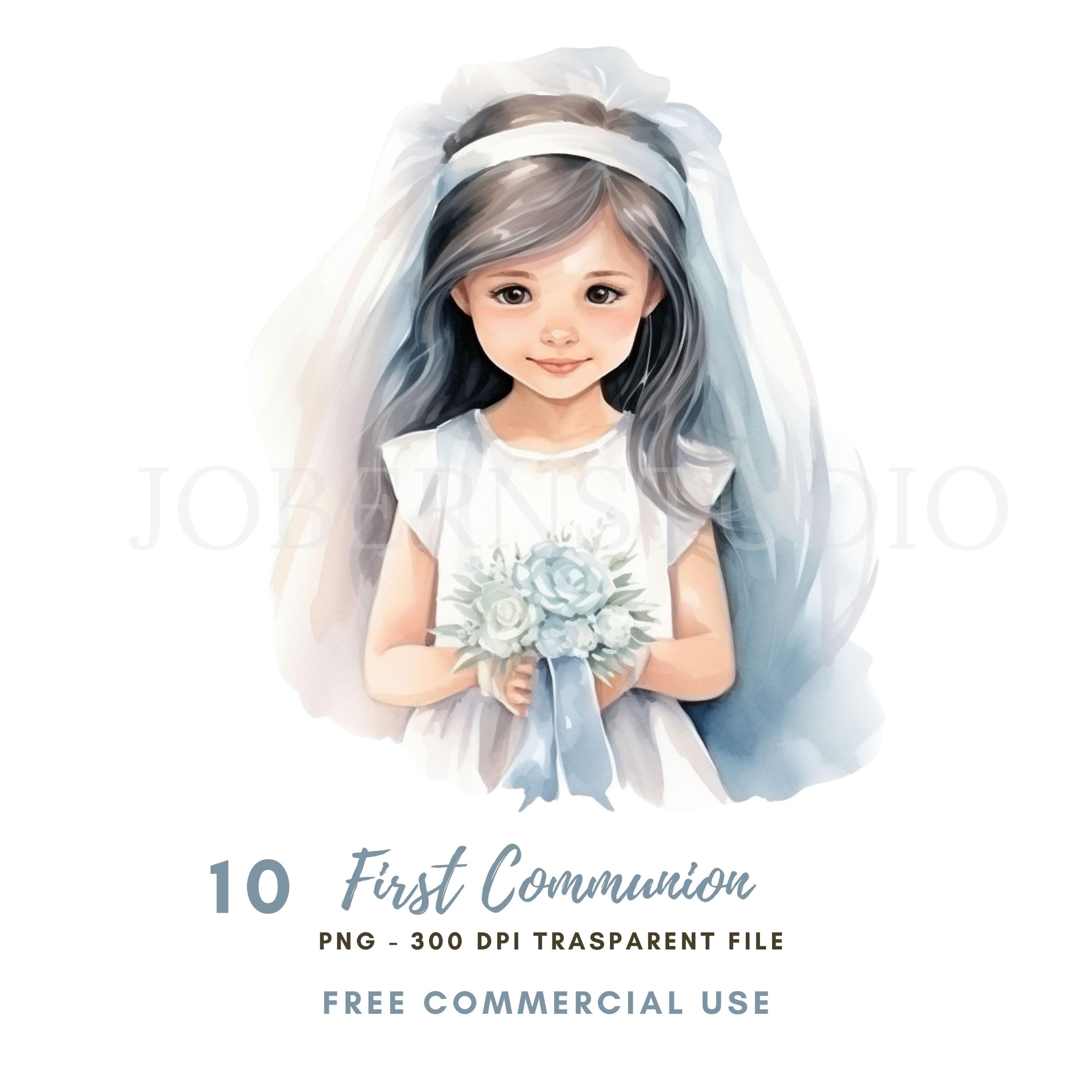 First Communion Clipart Png,bundle 10 High Quality, Blue Girl Praying ...