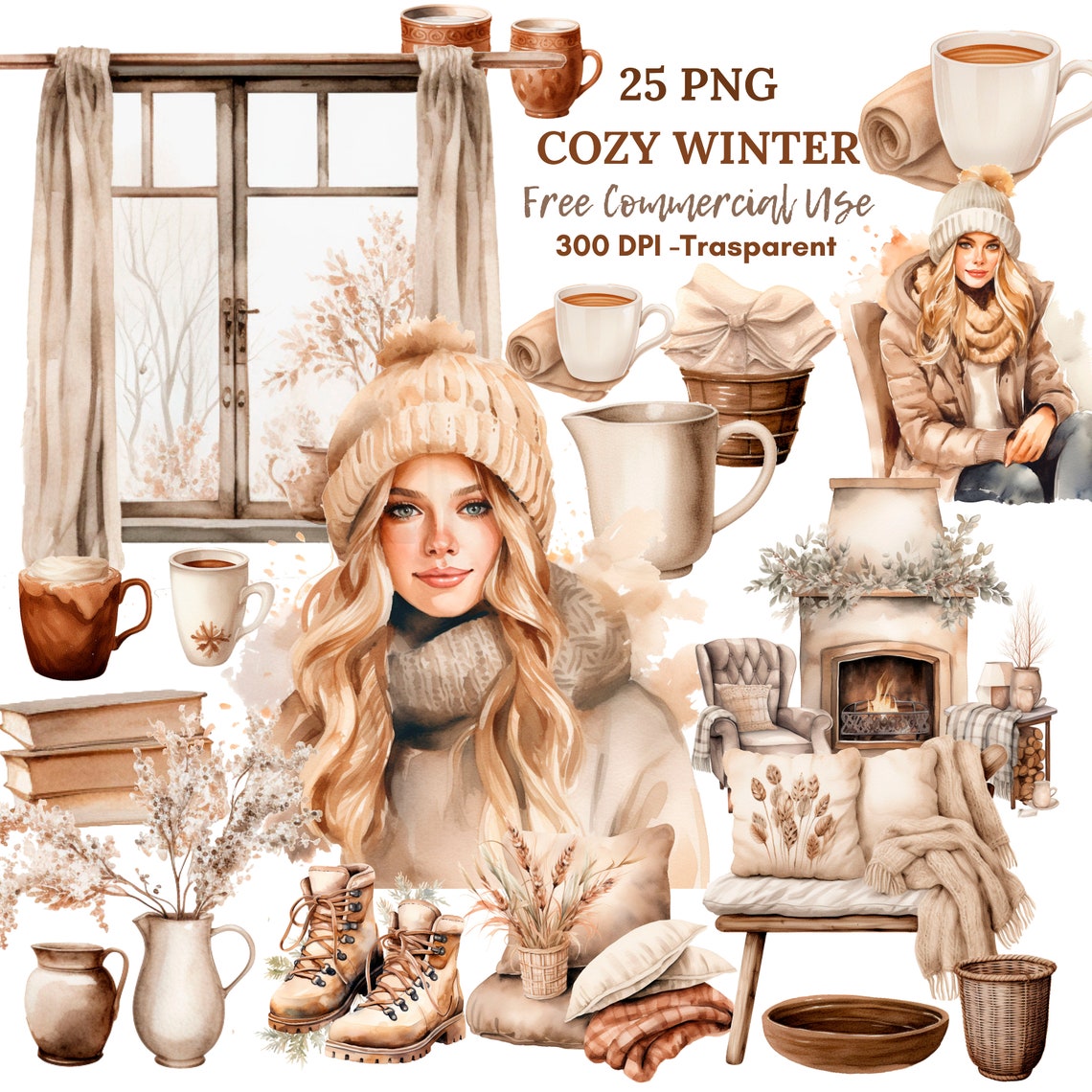 Cozy Winter Clipart Png,bundle 30 High Quality Jpg,digital Download ...