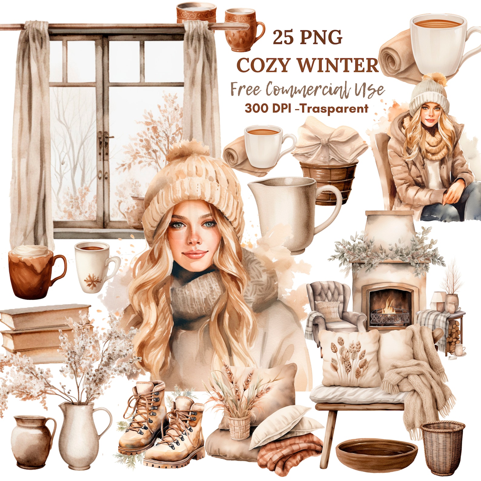 Cozy Winter Clipart Png,bundle 30 High Quality Jpg,digital Download ...