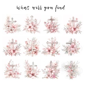Pink Flower Cross Clipart Bundle 12 High Quality Png,cross Watercolor ...
