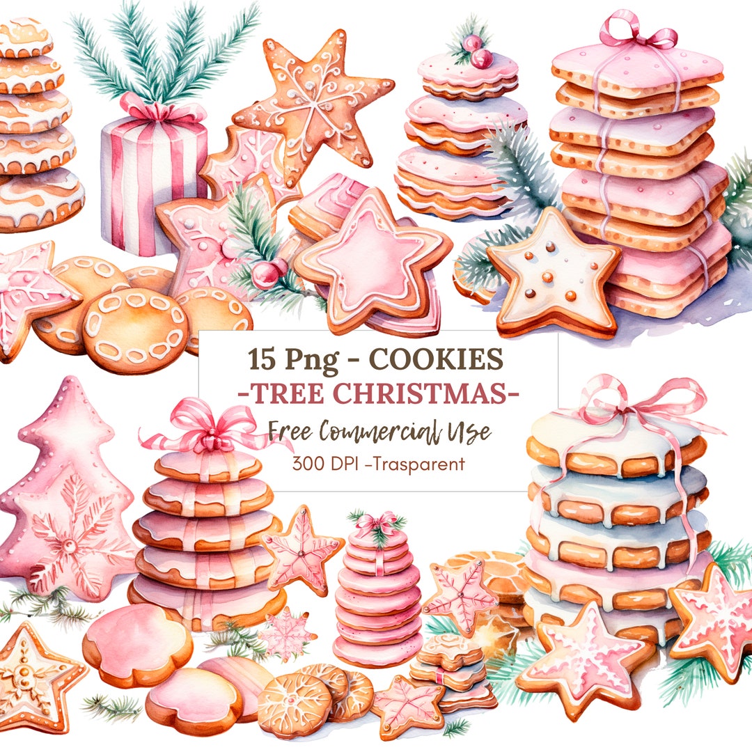 Christmas Cookies Clipart Bundle 15 High Quality Png,watercolor Clip ...