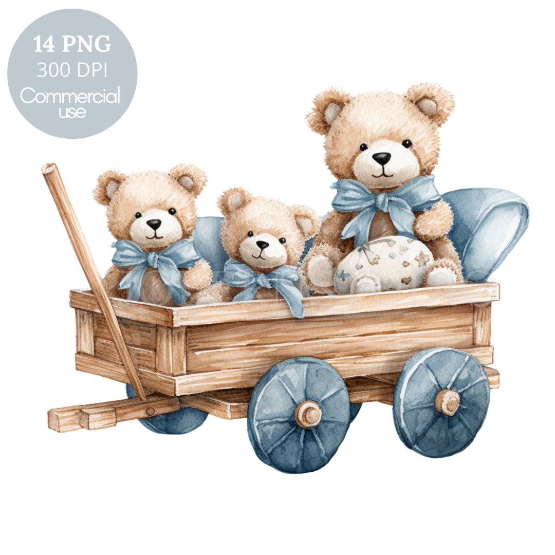 Blue Teddy Bear Nursery Clipart PNG 14 High Quality,watercolor Teddy ...