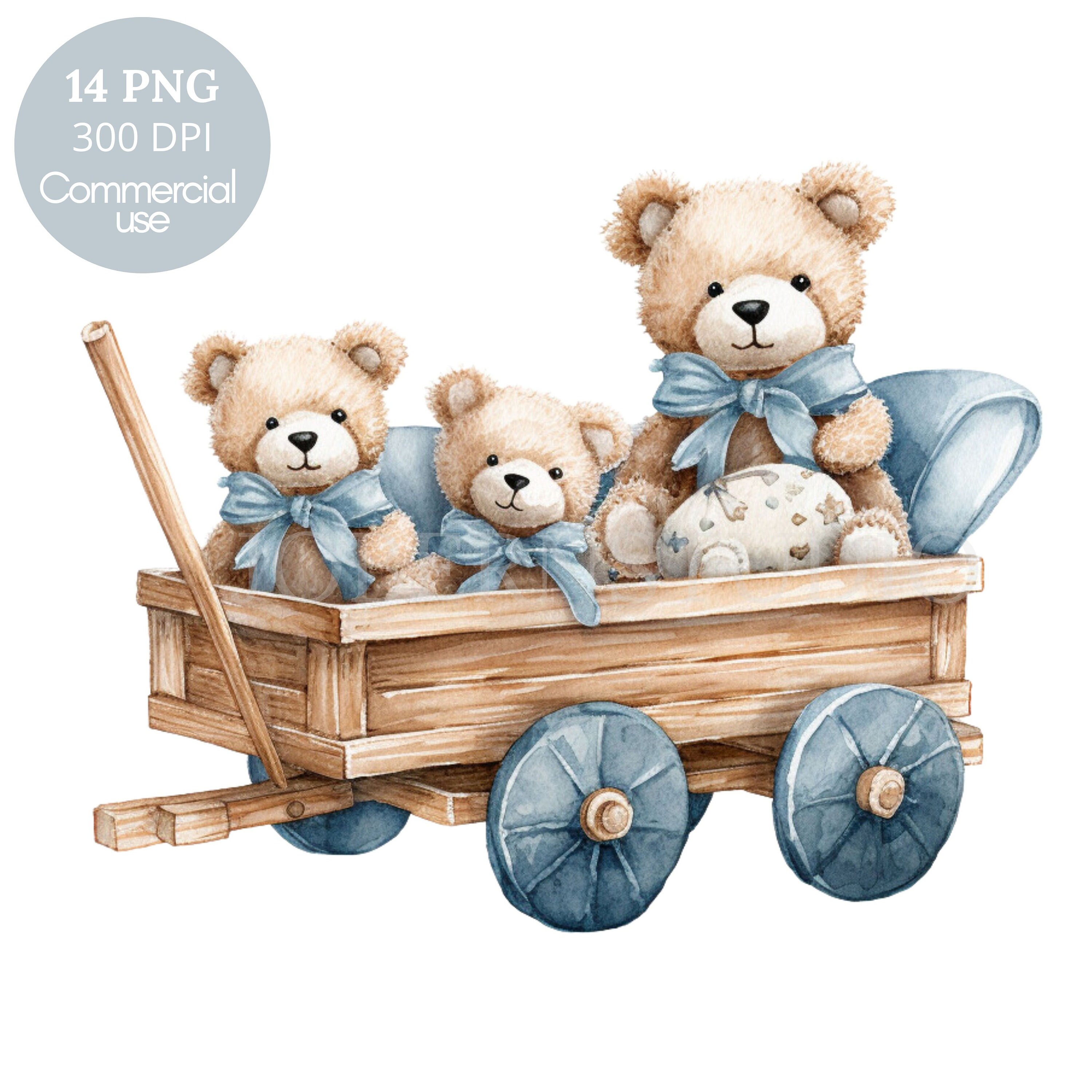 Blue Teddy Bear Nursery Clipart PNG 14 High Quality,watercolor Teddy ...